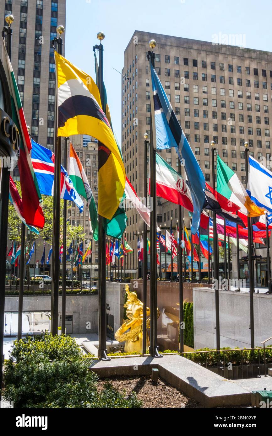 Nation Flags, Rockefeller Center, New York City, USA Stock Photo - Alamy