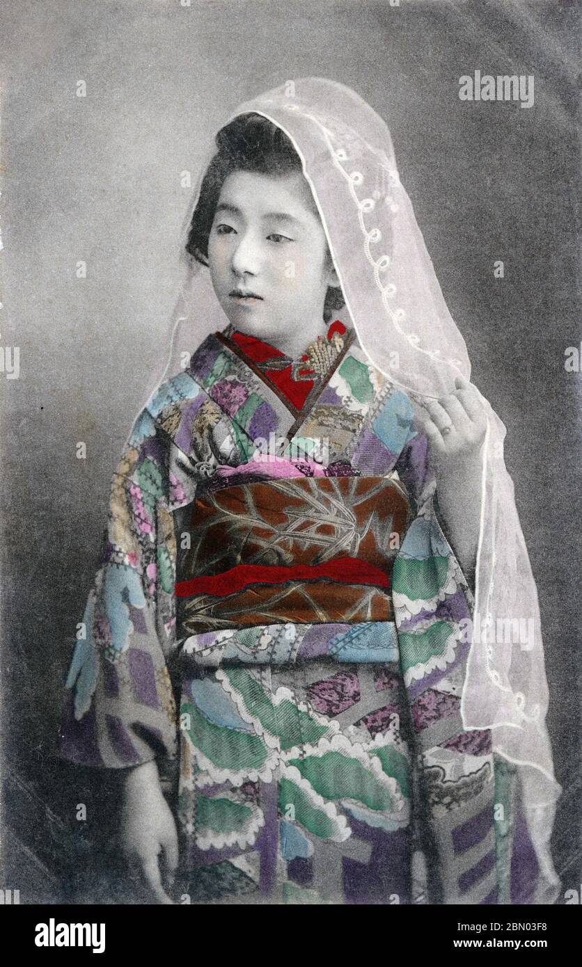 [ 1910s Japan - Portrait of a Geisha with a Veil ] — Young geisha in ...