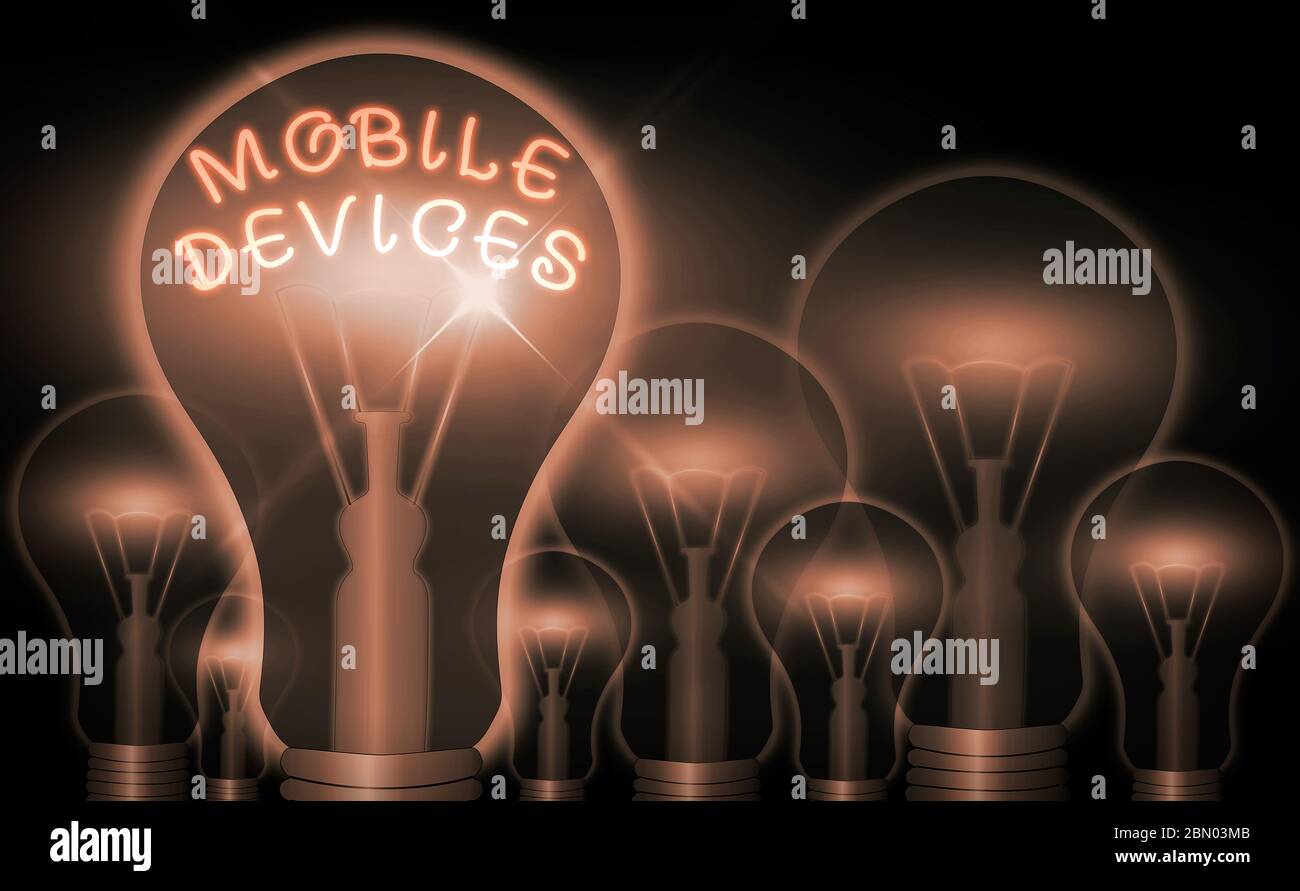 Handwriting text writing Mobile Devices. Conceptual photo A portable ...