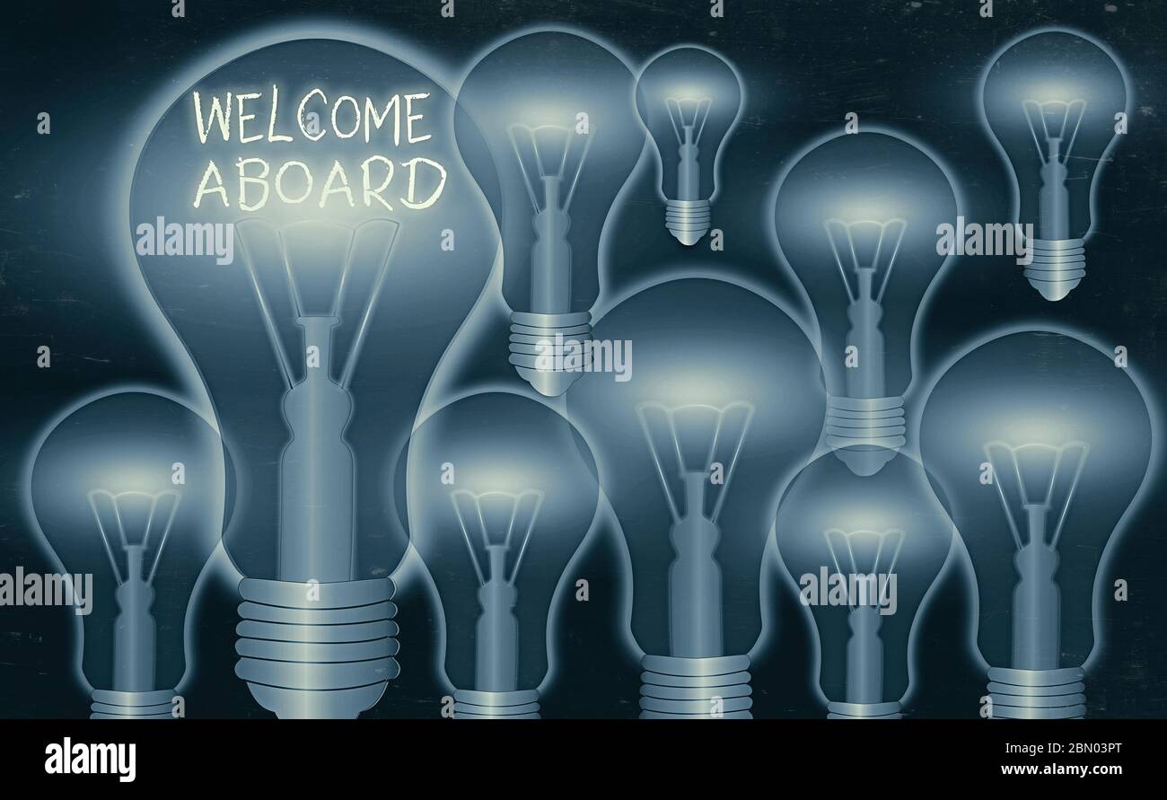 Conceptual hand writing showing Welcome Aboard. Concept meaning ...