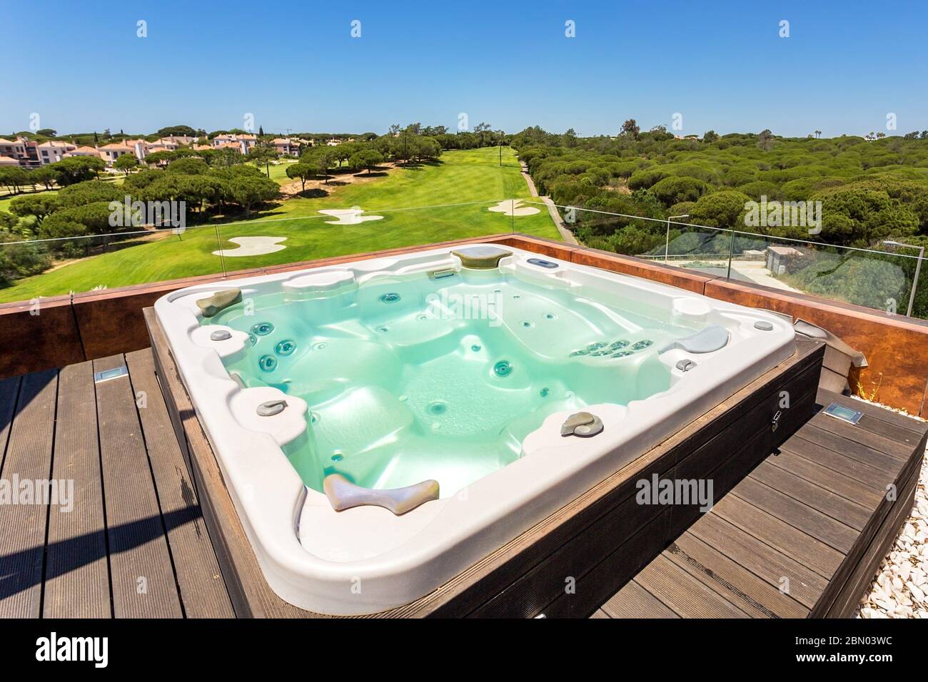 Modern luxurious pool, jacuzzi with hydromassage, with beautiful views ...