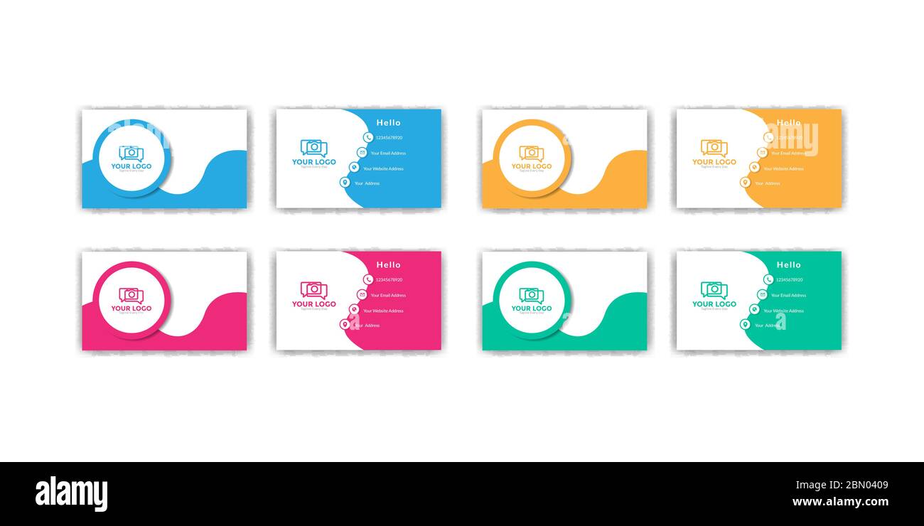 Colorful business card with circle concept design templates Stock ...