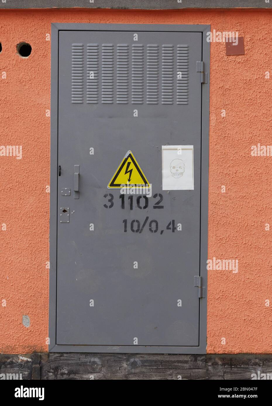 Power utility box on a power transformer in substation switchyard Stock ...
