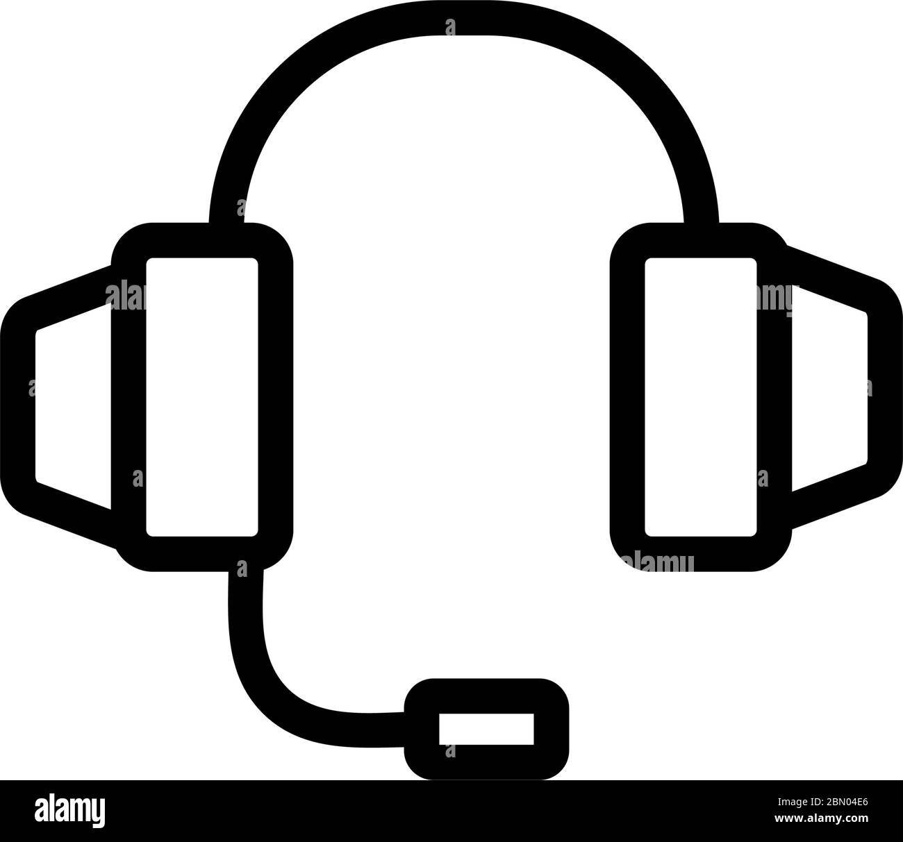 headphone with integrated microphone icon vector outline illustration ...