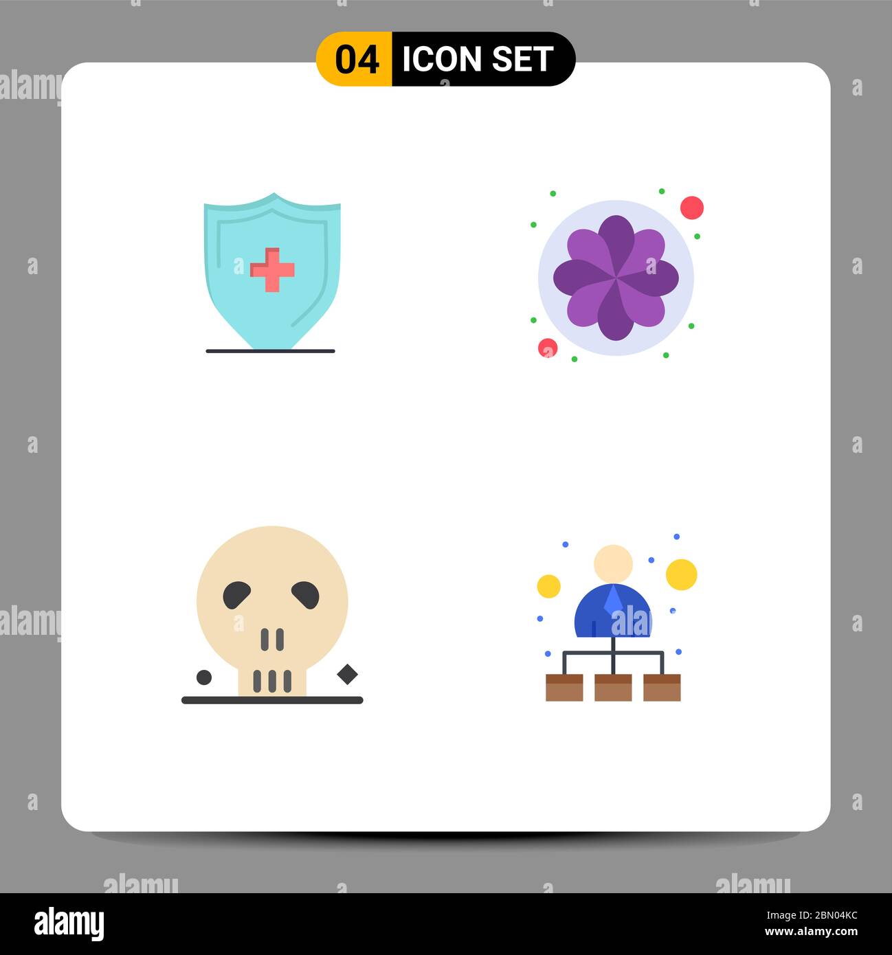 Flat Icon Pack of 4 Universal Symbols of hospital, head, shield, sun ...