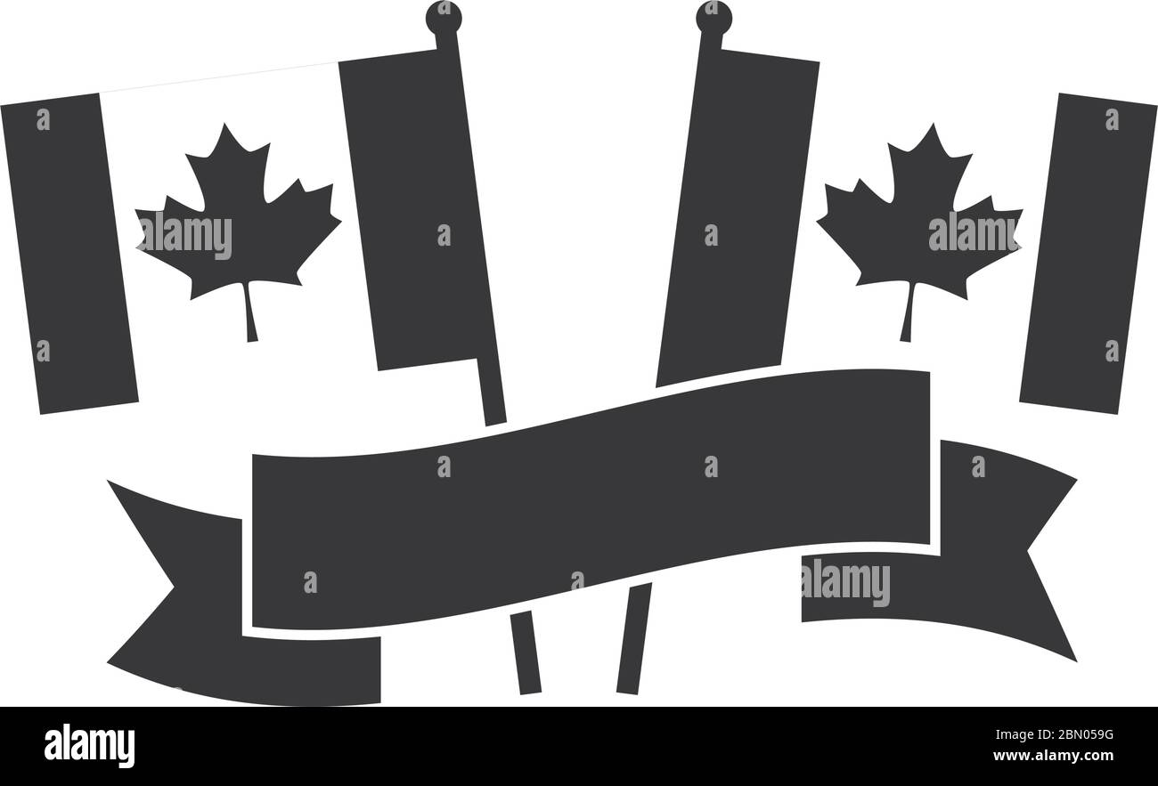 canada day, canadian flags in pole banner freedom celebration vector ...