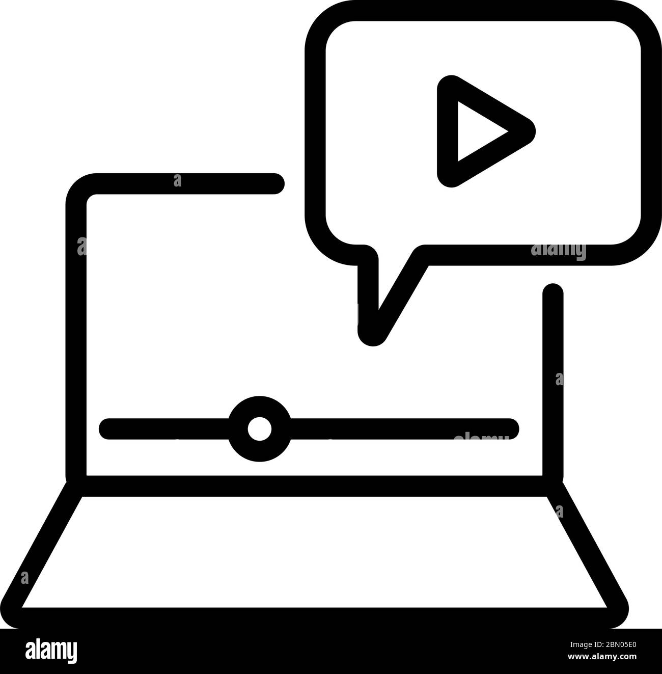 watching video on laptop icon vector outline illustration Stock Vector ...