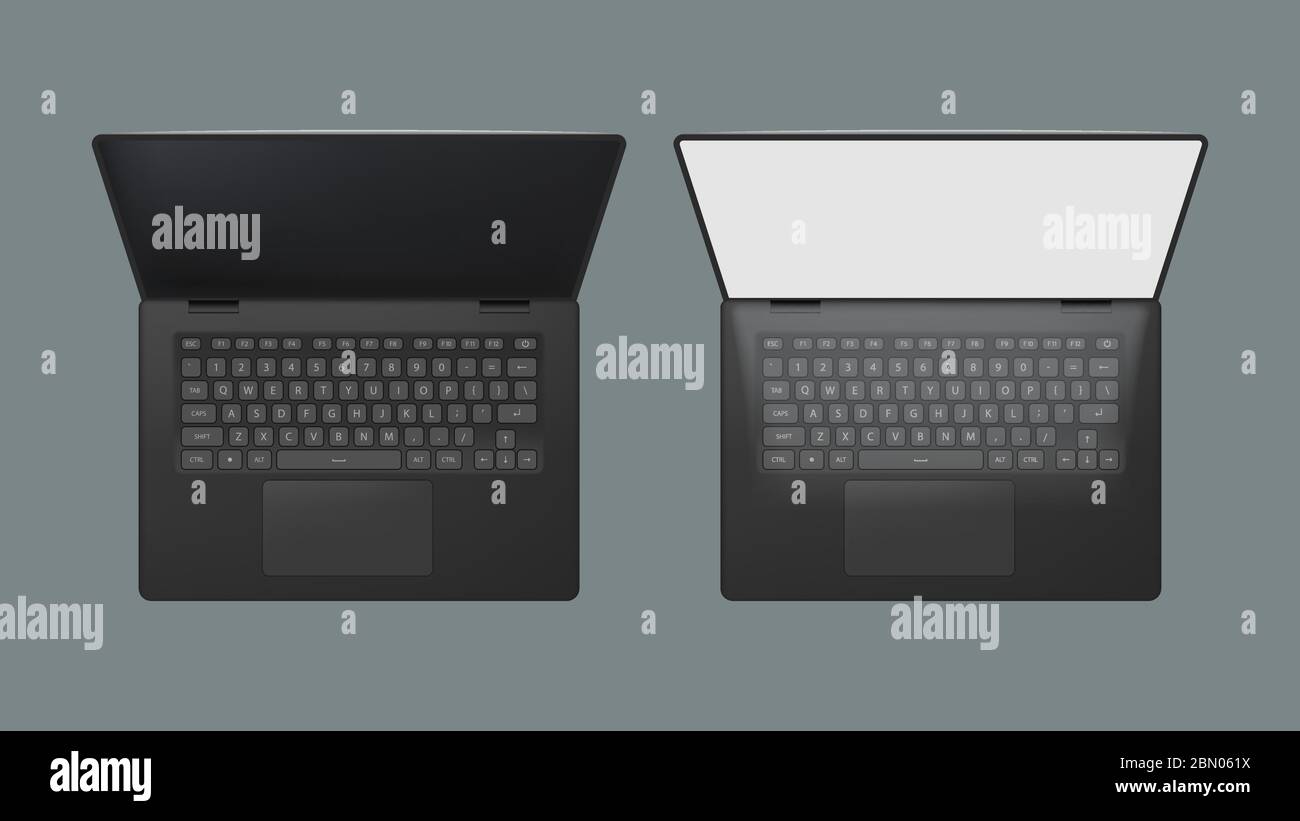 realistic laptop set top view Stock Vector Image & Art - Alamy