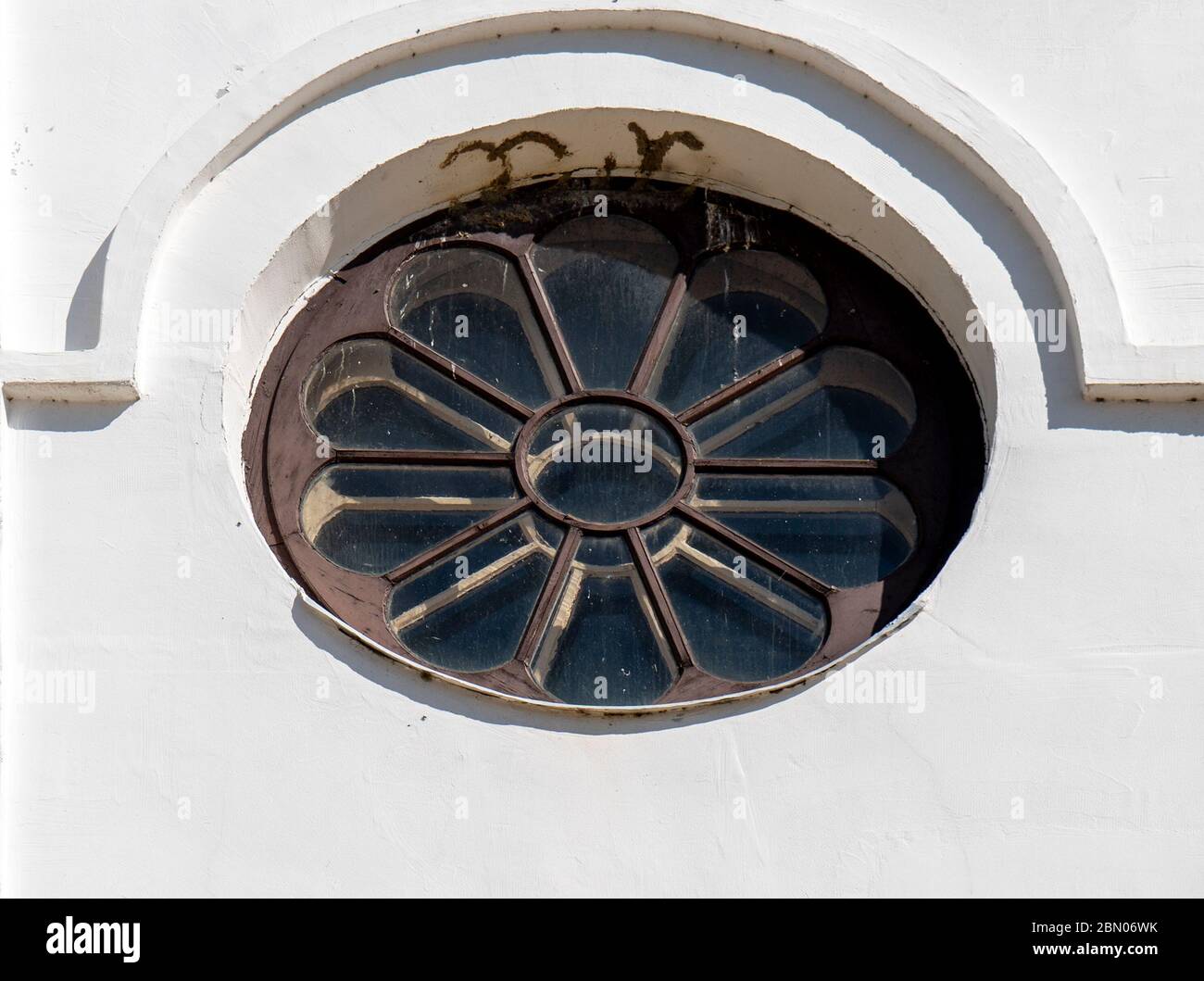 Old Round Window in a White Church Stock Photo - Alamy
