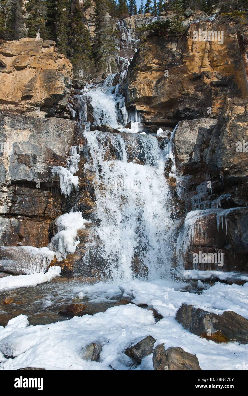 Tangle falls, a waterfall in Jasper National Park Alberta Canada, along ...