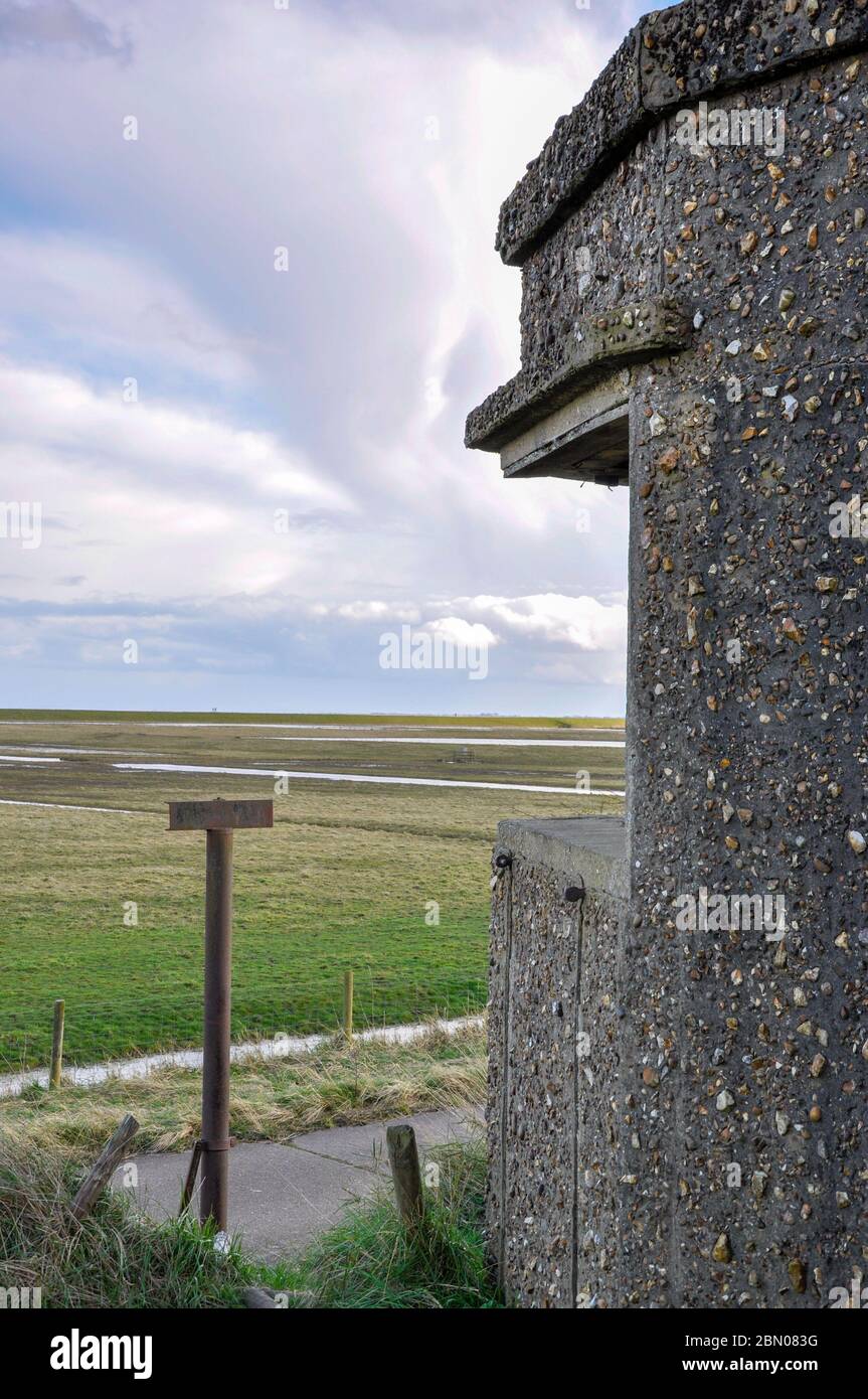 WW2 Military pill box fuel dump on sea wall at Freiston Shore Nature ...