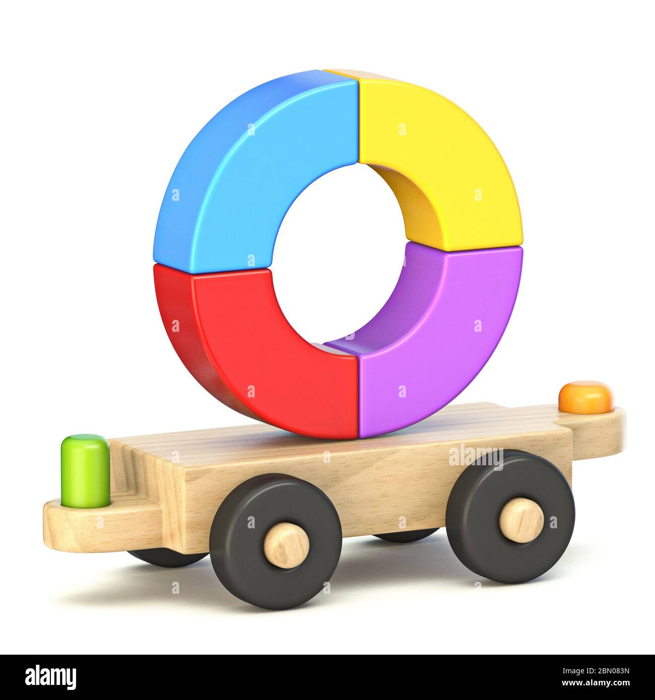 Wooden train font Letter O 3D render illustration isolated on white ...