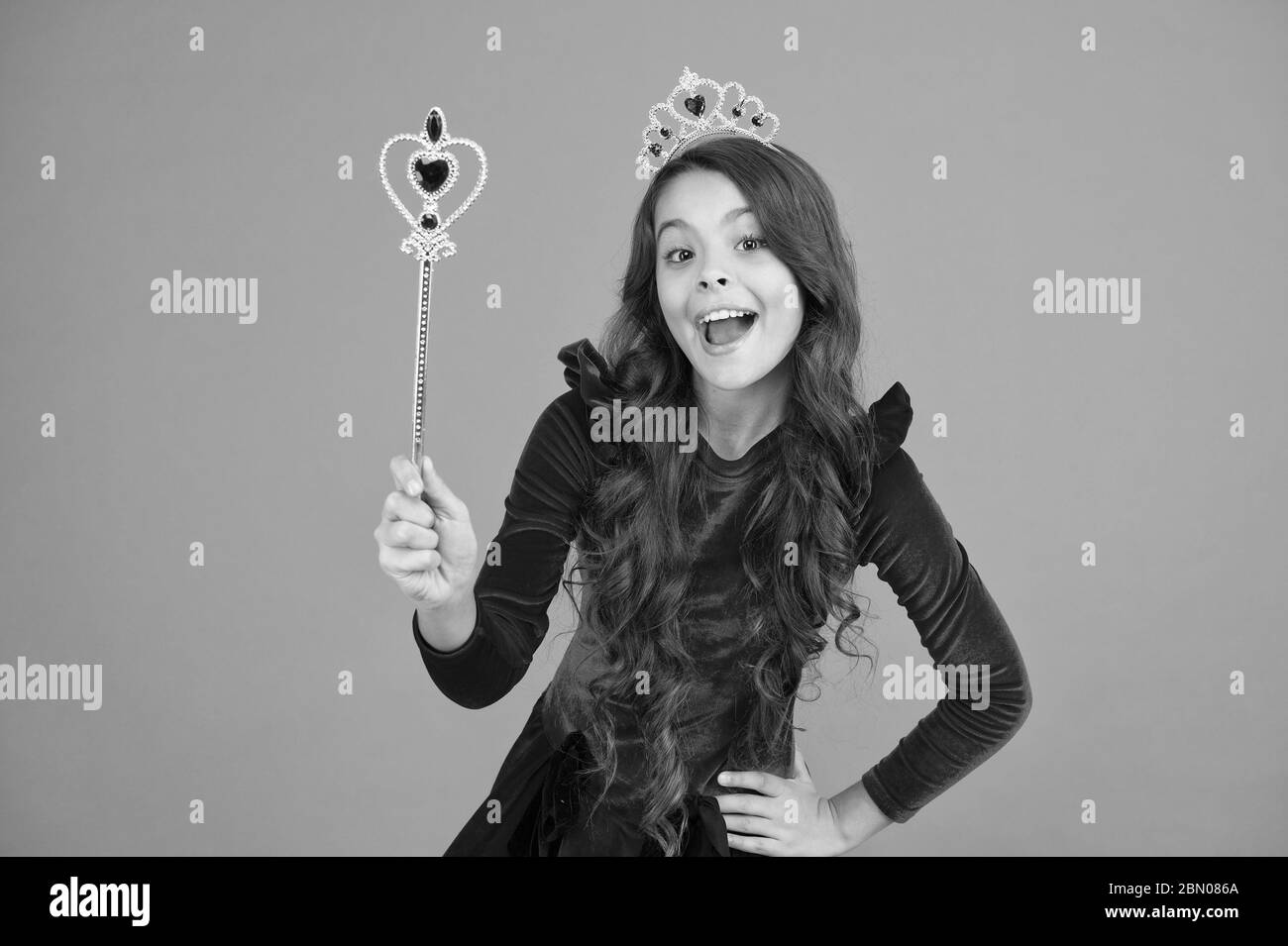 Excited baby. Halloween holiday. Magical transformation. Imagine. Magic ...