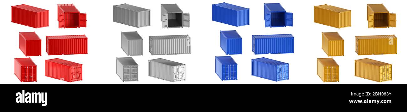 A high quality image of 20ft shipping containers on a white background ...