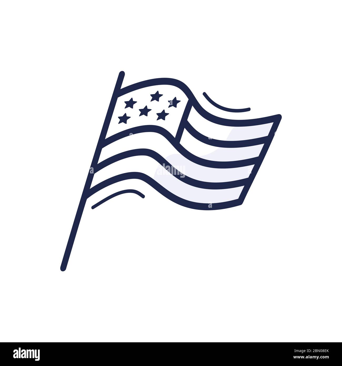 Hand drawn doodle style USA flag with stars. Doodle drawing American ...