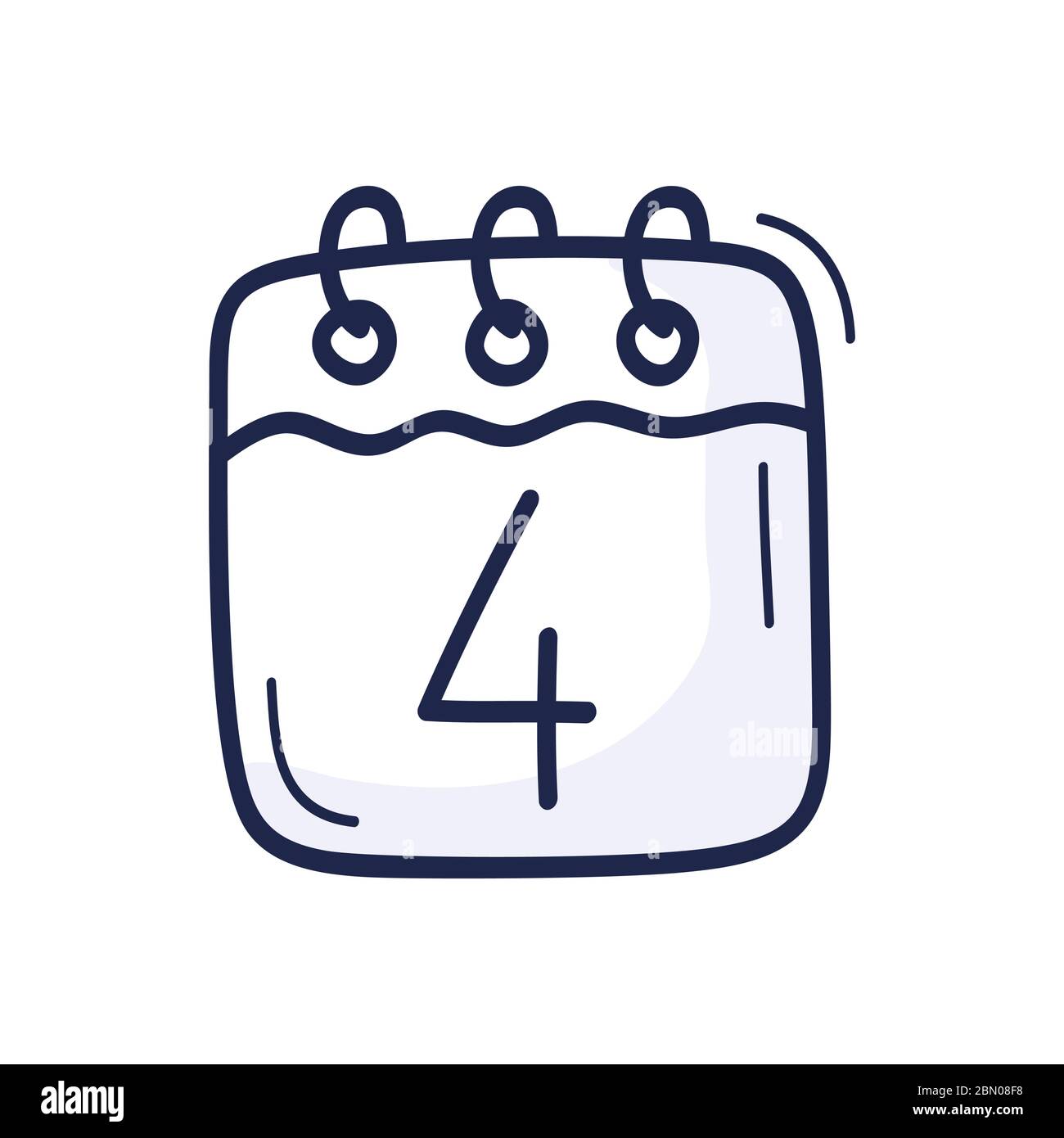 The calendar icon with the number of July 4 is drawn by hand in cartoon ...