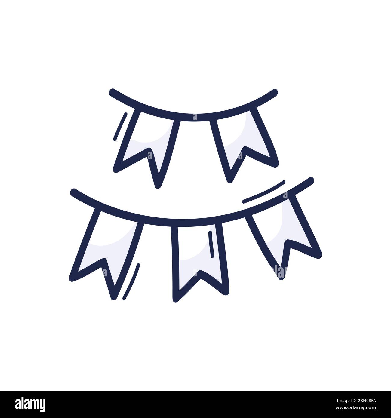 Cute doodle buntings in hand drawn in cartoon style colors for nautical ...