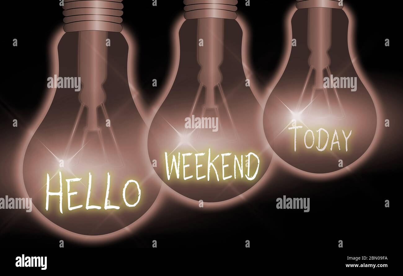 Handwriting text Hello Weekend. Conceptual photo Getaway Adventure ...