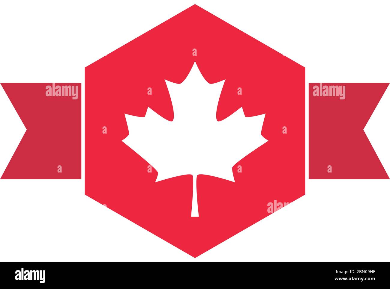 canada day, maple leaf badge ribbon decoration vector illustration flat ...