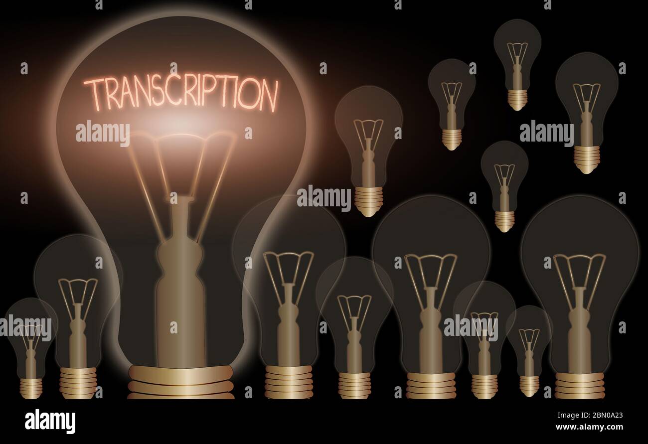 Word writing text Transcription. Business photo showcasing Written or ...