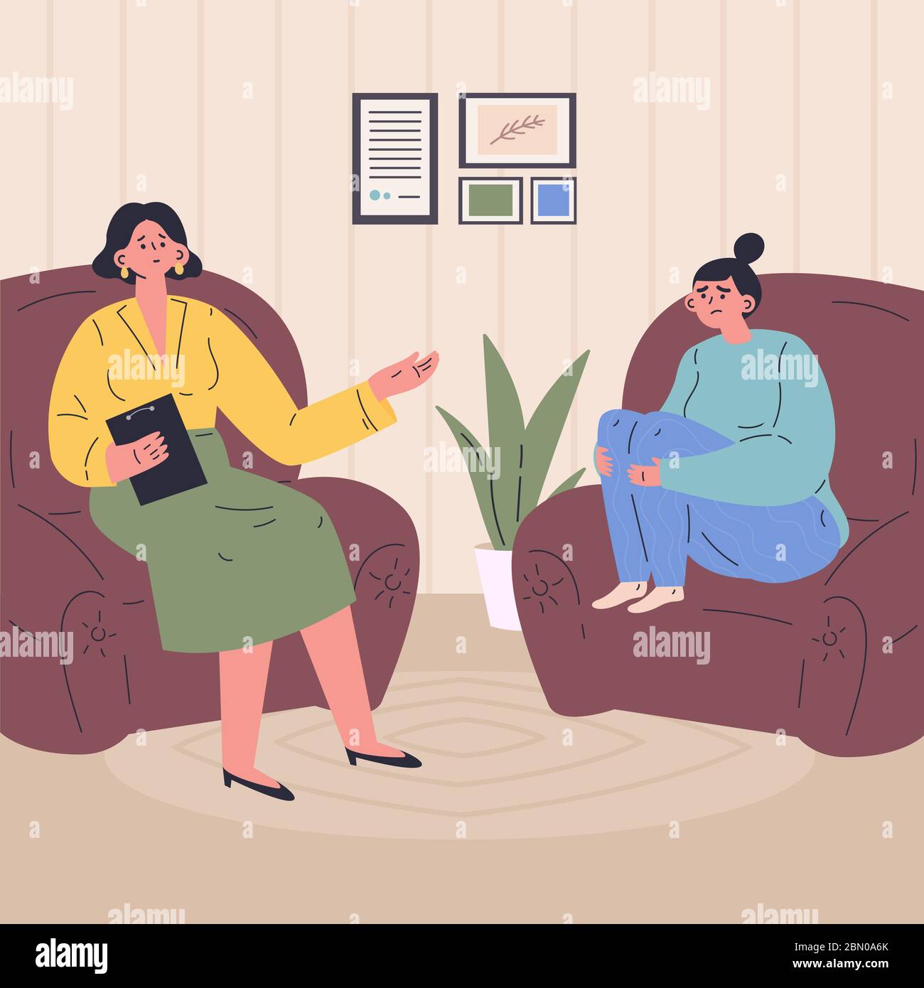 Therapist counseling session woman Stock Vector Images - Alamy