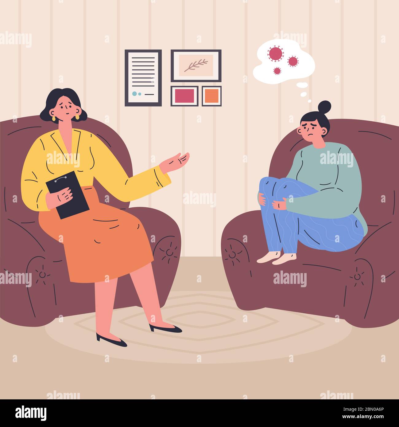 Psychology treatment mental health woman Stock Vector Images - Alamy