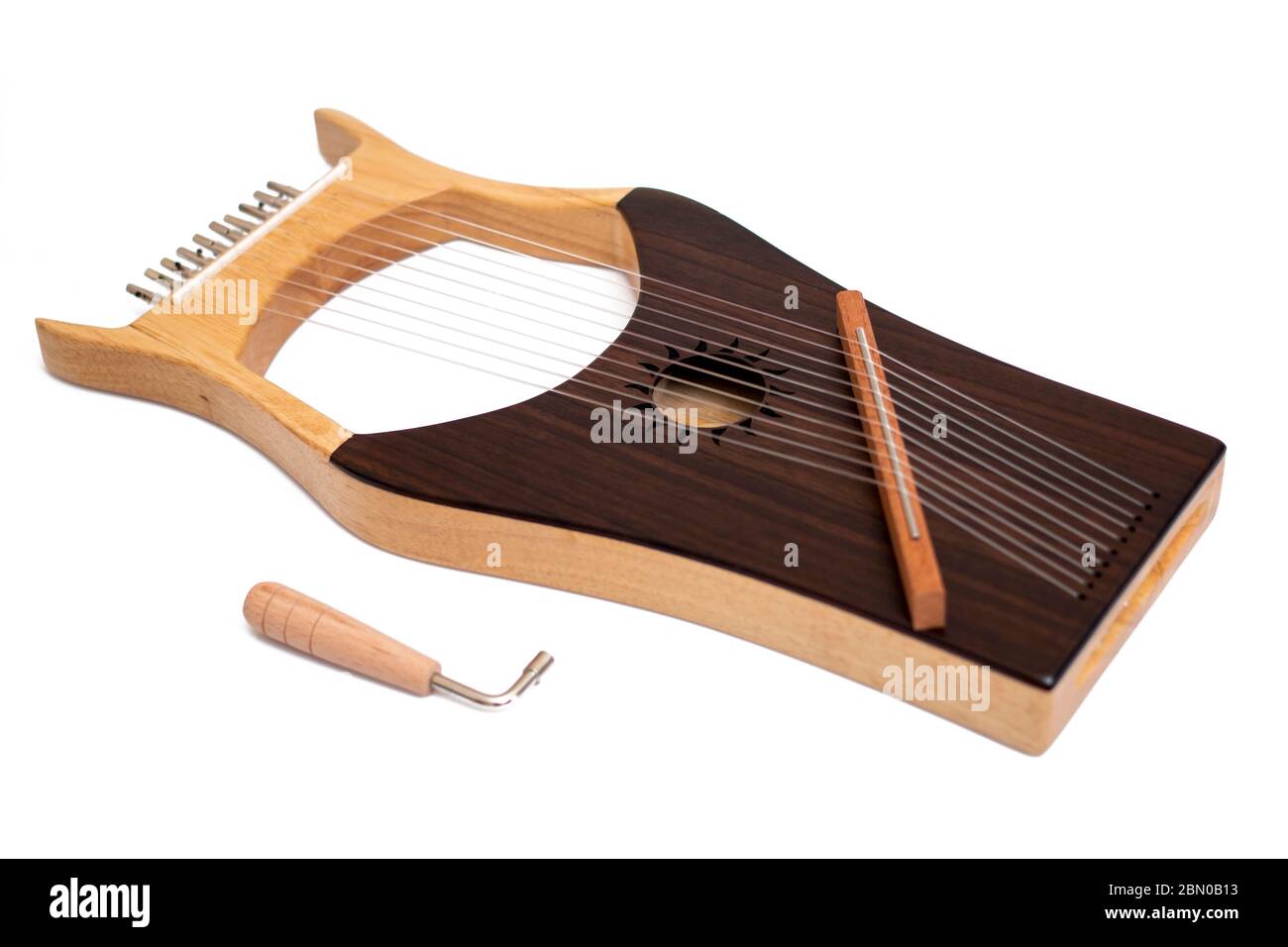 stringed lyre musical instrument isolated on a white background Stock ...