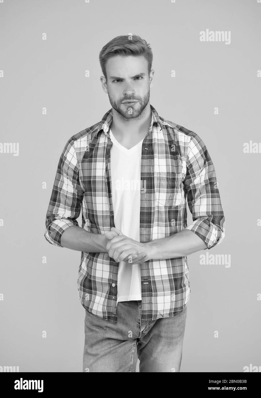 Checkered yellow shirt Black and White Stock Photos & Images - Alamy