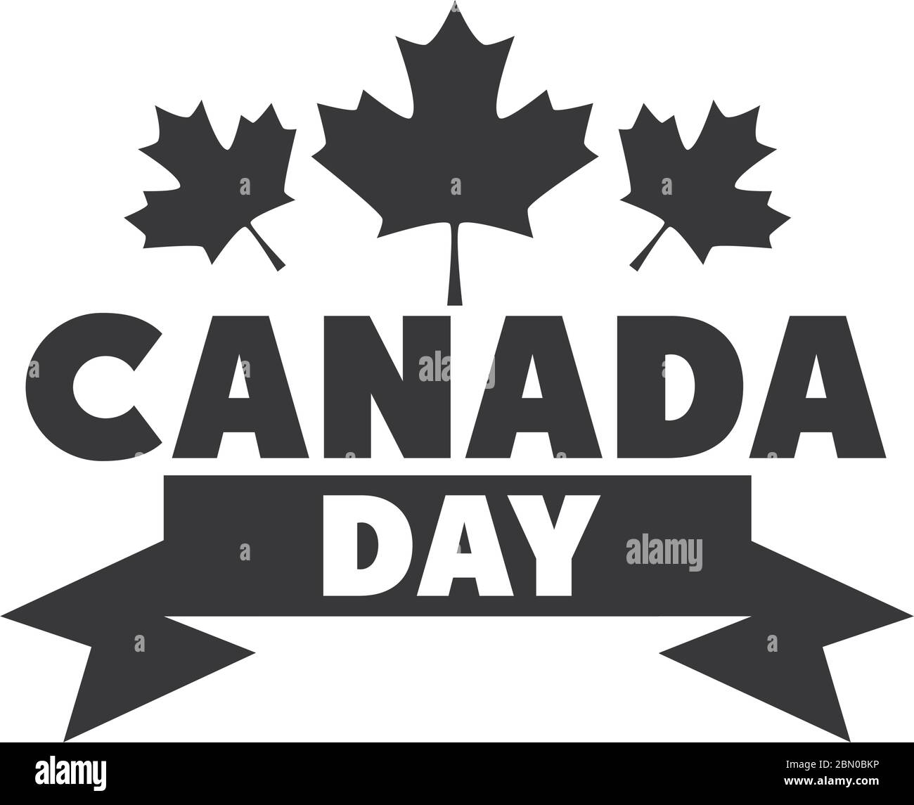 canada day, lettering maple leaves ribbon celebration vector ...