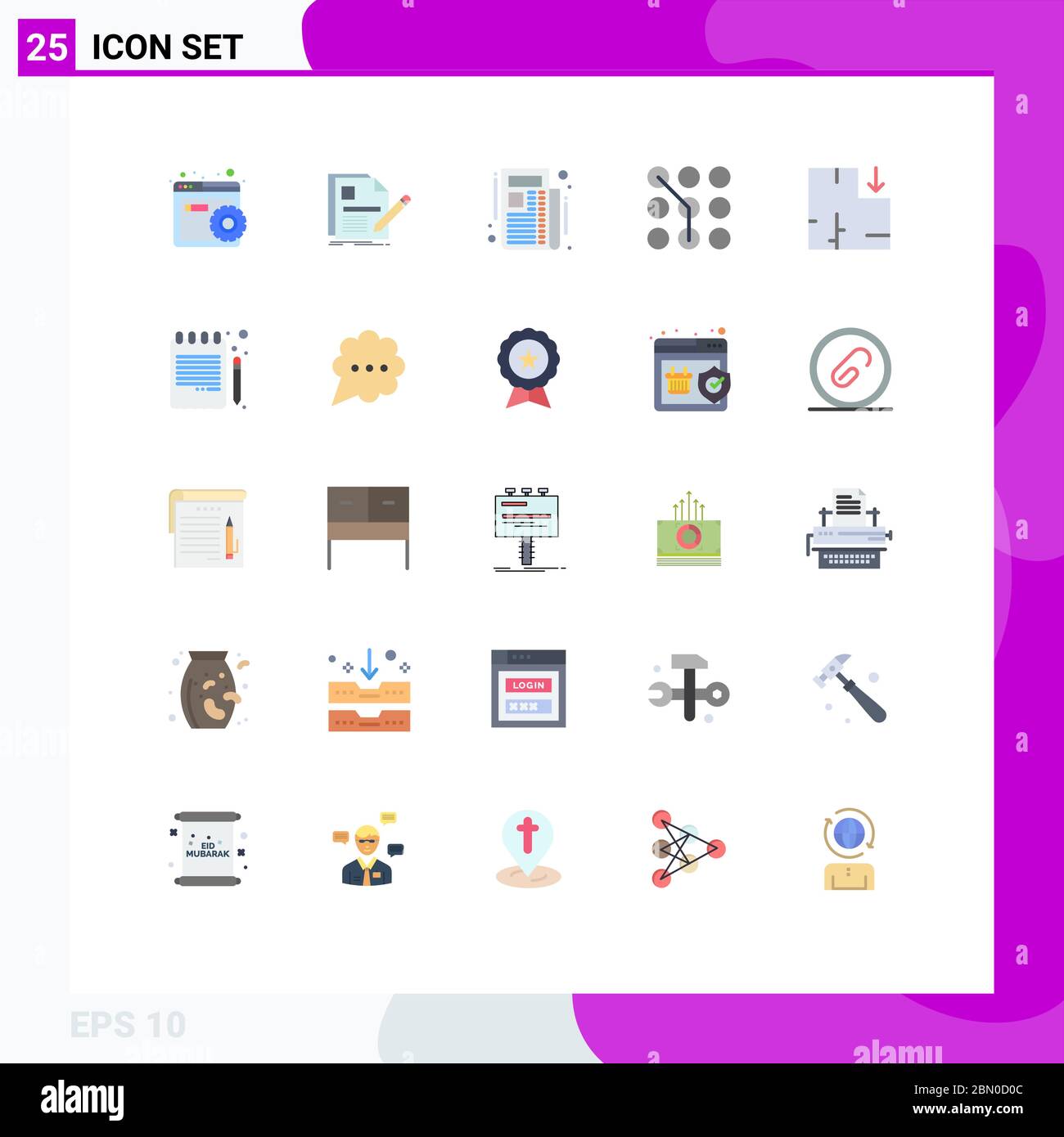 Set of 25 Modern UI Icons Symbols Signs for apartment, password, resume ...