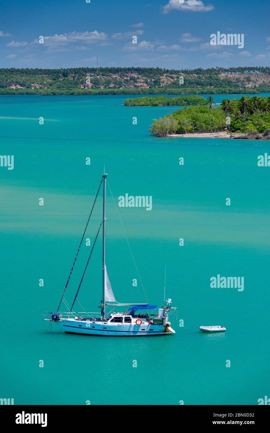 Sailboat at the meeting of Lagoa das Guarairas with the sea Stock Photo ...