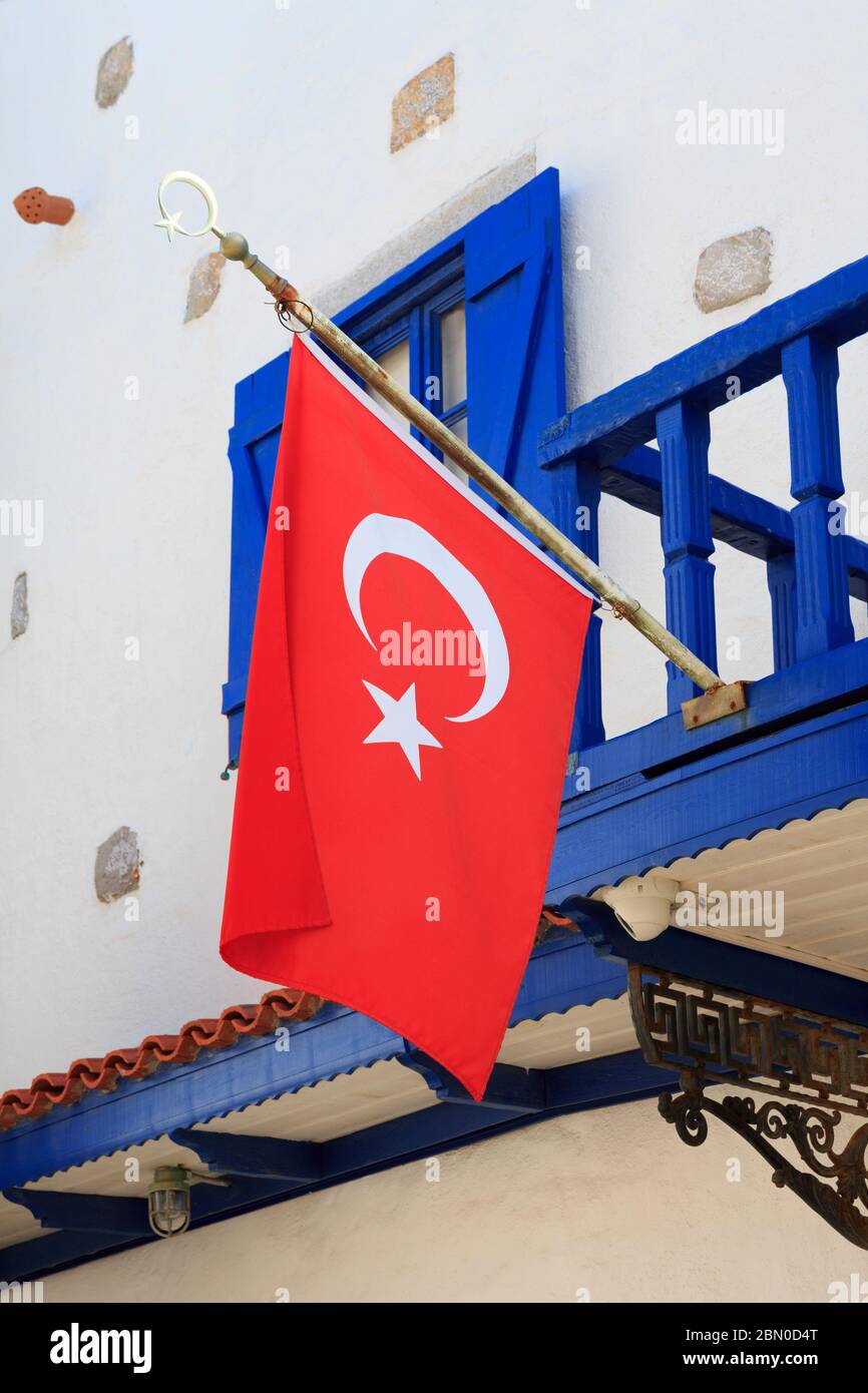 Turkish flag in Bodrum,Turkey,Mediterranean Stock Photo - Alamy