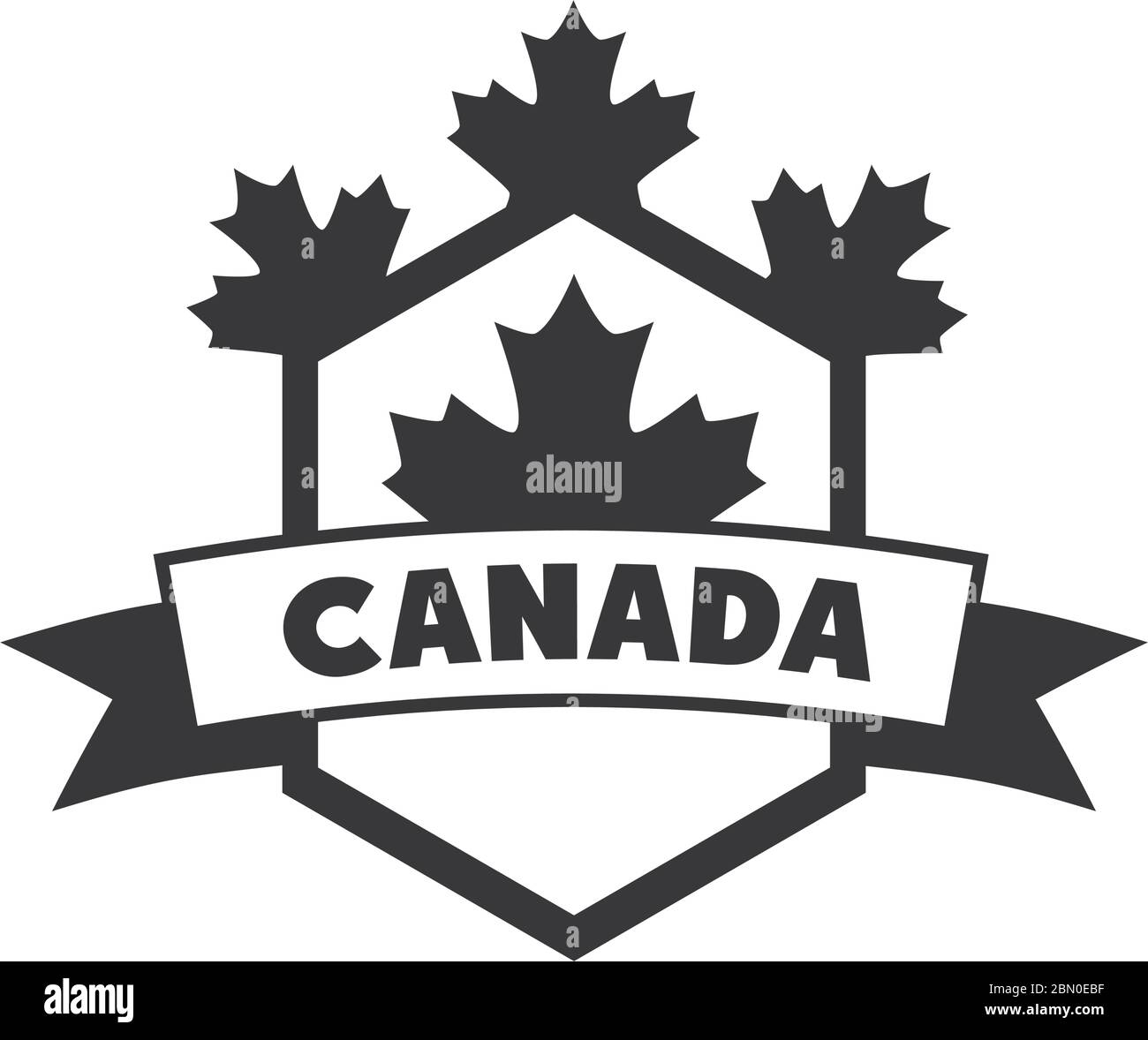 canada day, shield maple leaves ribbon label insignia vector ...