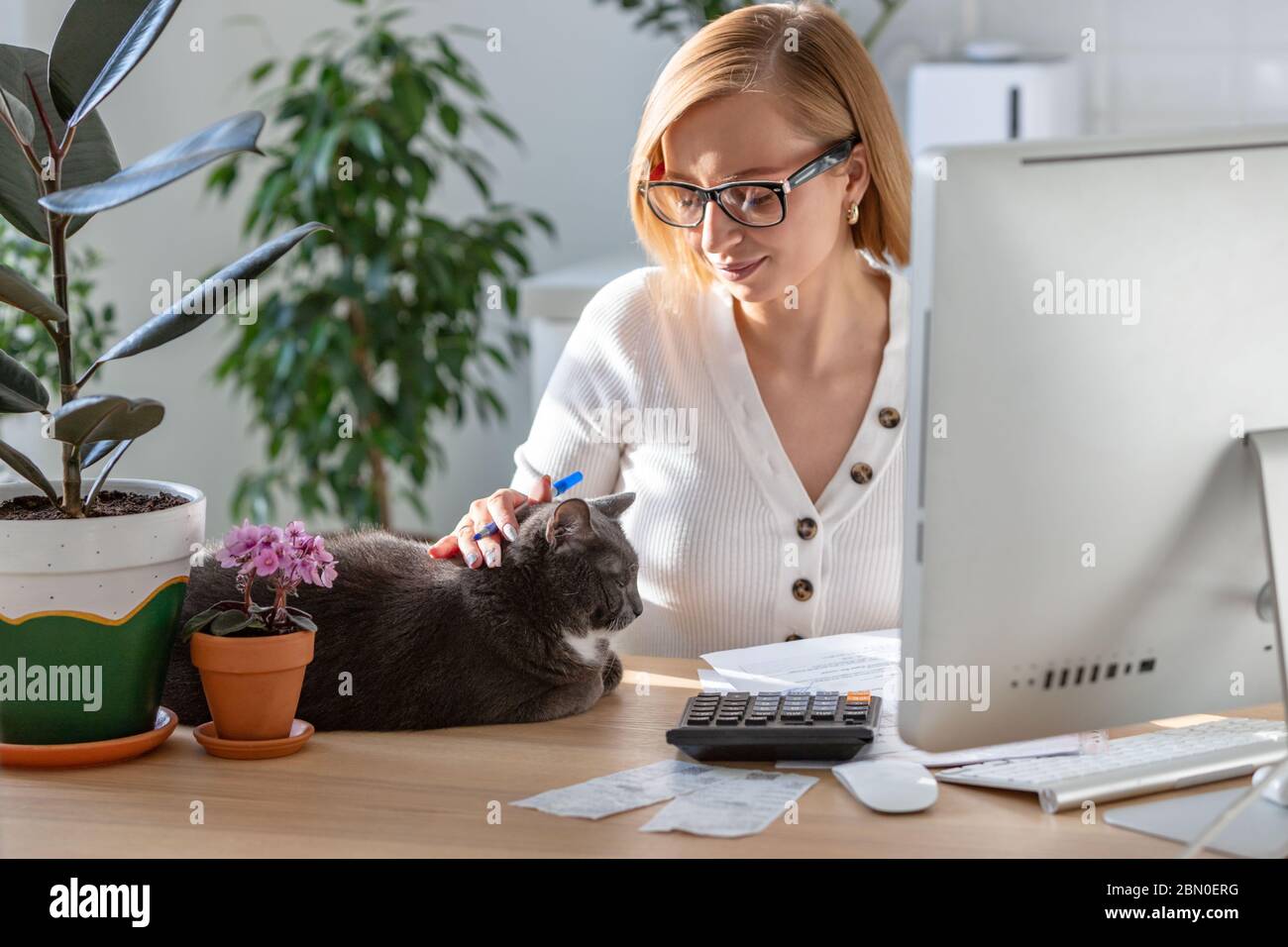 Woman freelancer work home hi-res stock photography and images - Alamy