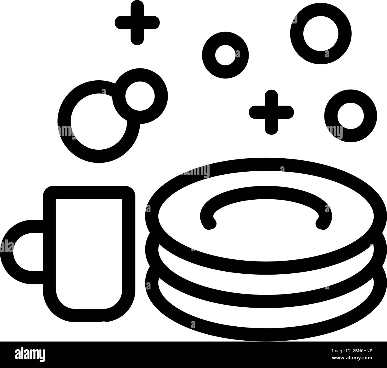 Washing dishes icon line Black and White Stock Photos & Images - Alamy