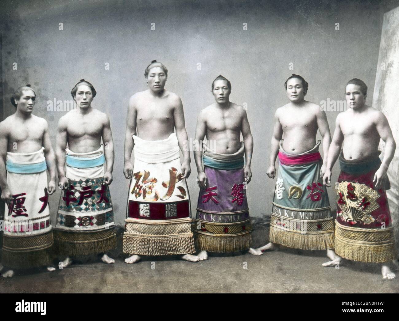 [ 1900s Japan - Japanese Sumo Wrestlers ] — Six Japanese sumo wrestlers ...