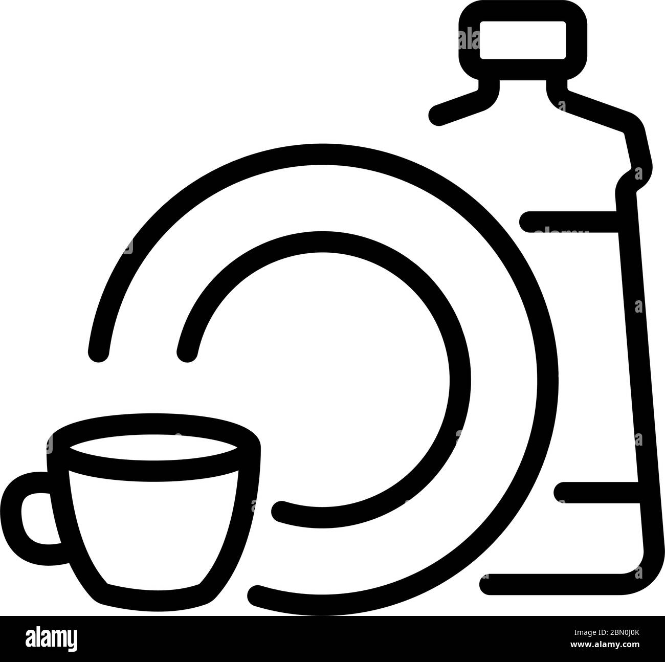 cup plate and dishwashing gel icon vector outline illustration Stock ...