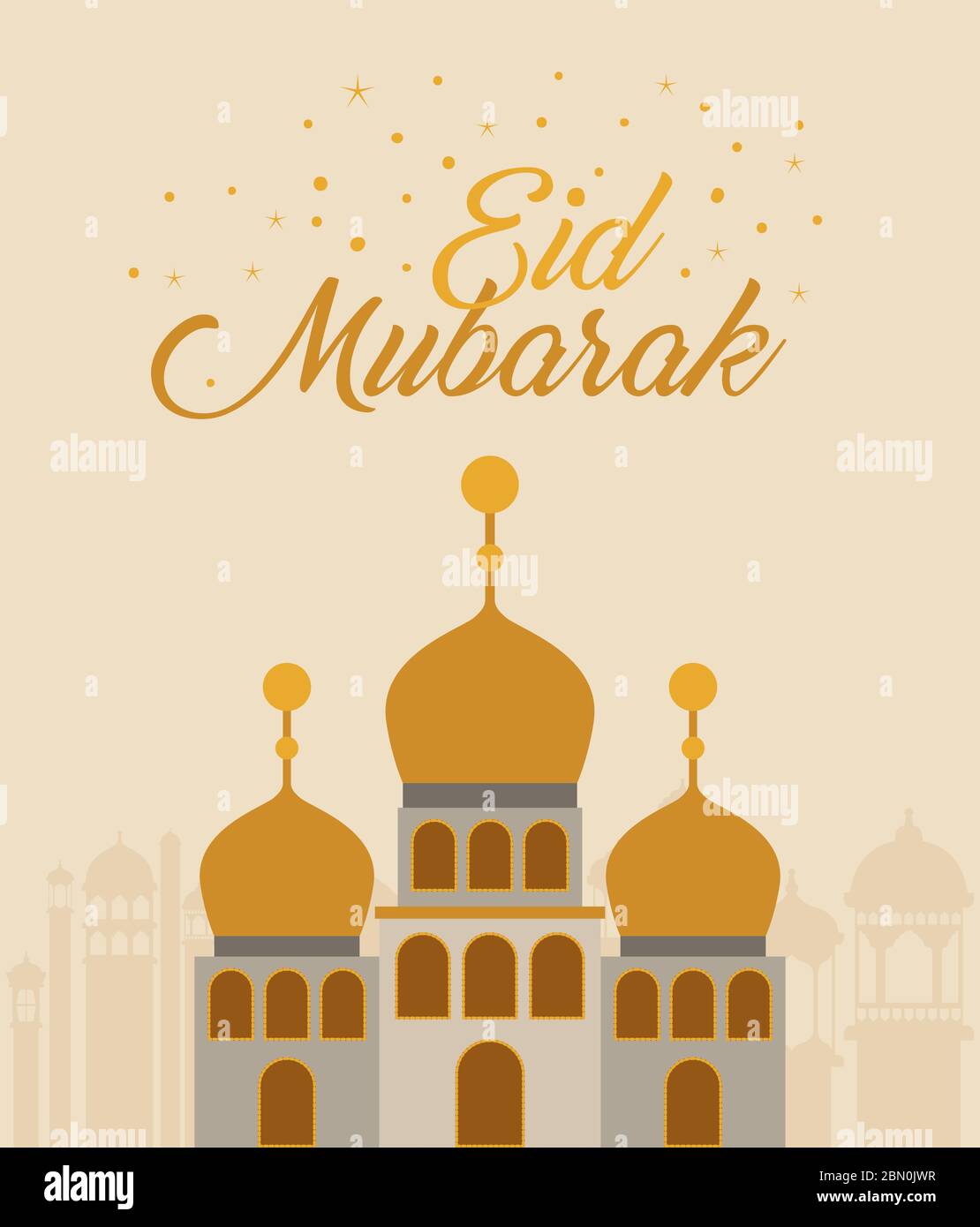 Eid mubarak temple with moon vector design Stock Vector Image & Art - Alamy