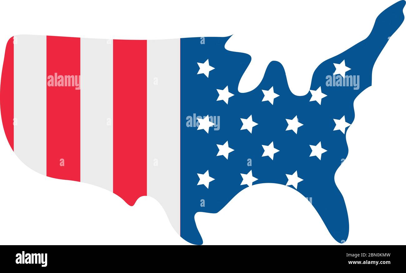 4th of july independence day, american flag in map country celebration ...