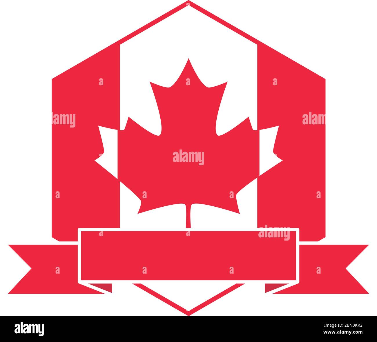canada day, canadian flag maple leaf and ribbon emblem vector ...
