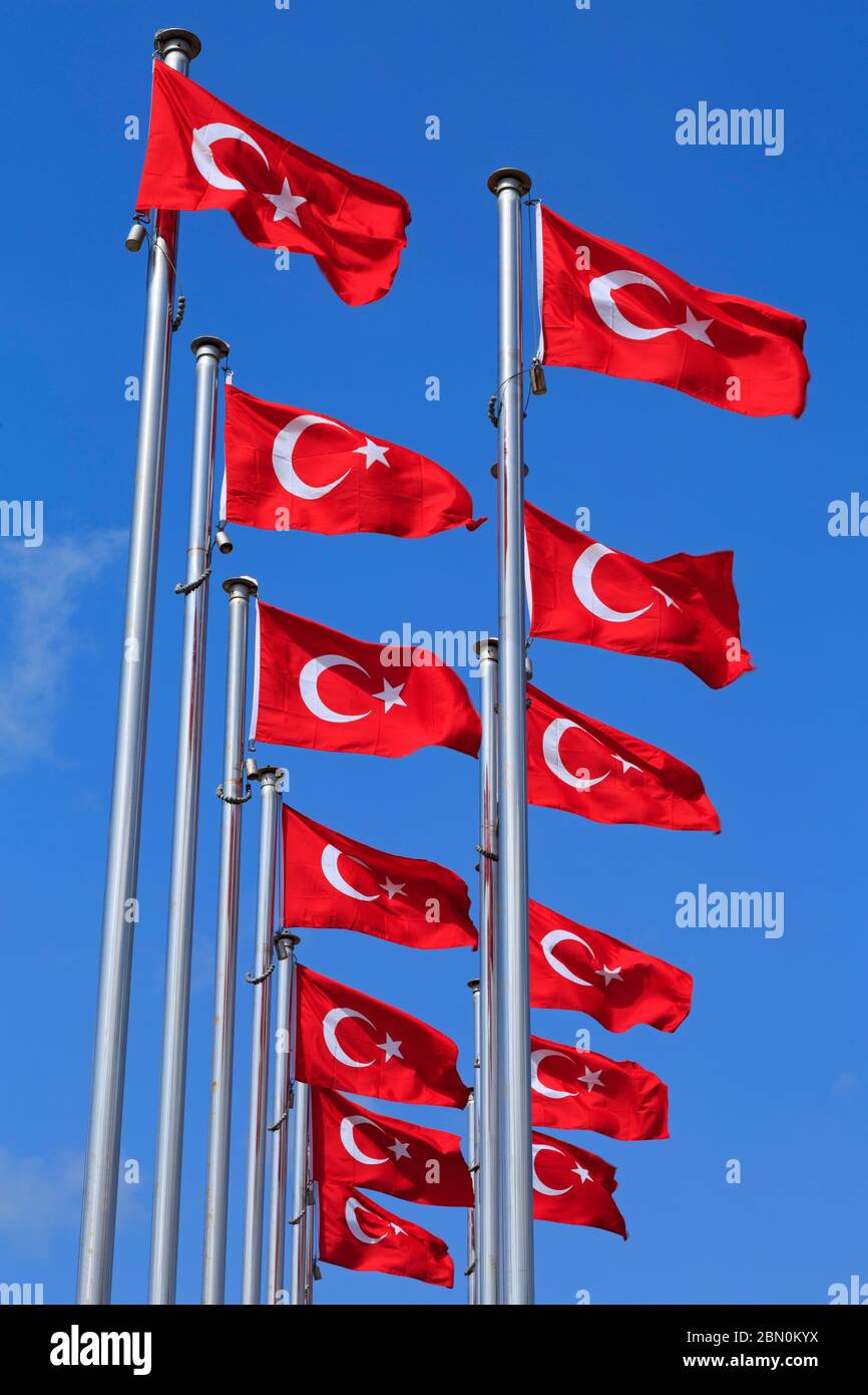 Turkish Flags, Marmaris, Mugla Province, Turkey Stock Photo - Alamy