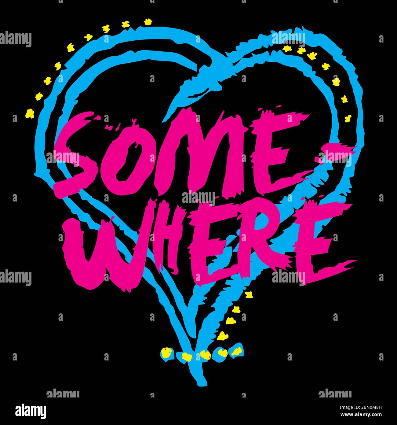 T-shirt design with a heart drawn with a brush and gestural typography ...