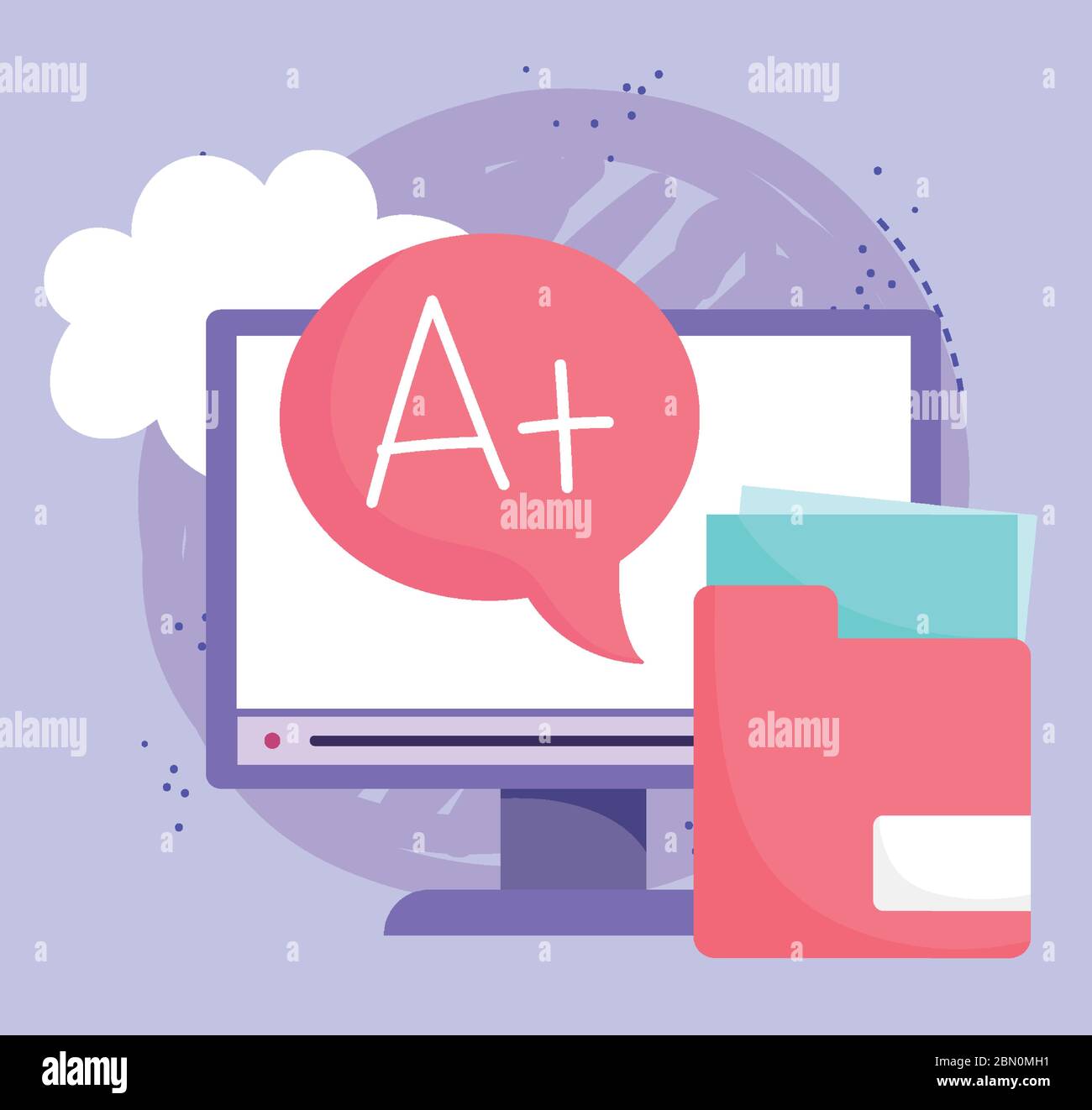 online education, computer folder file data score high lesson vector ...