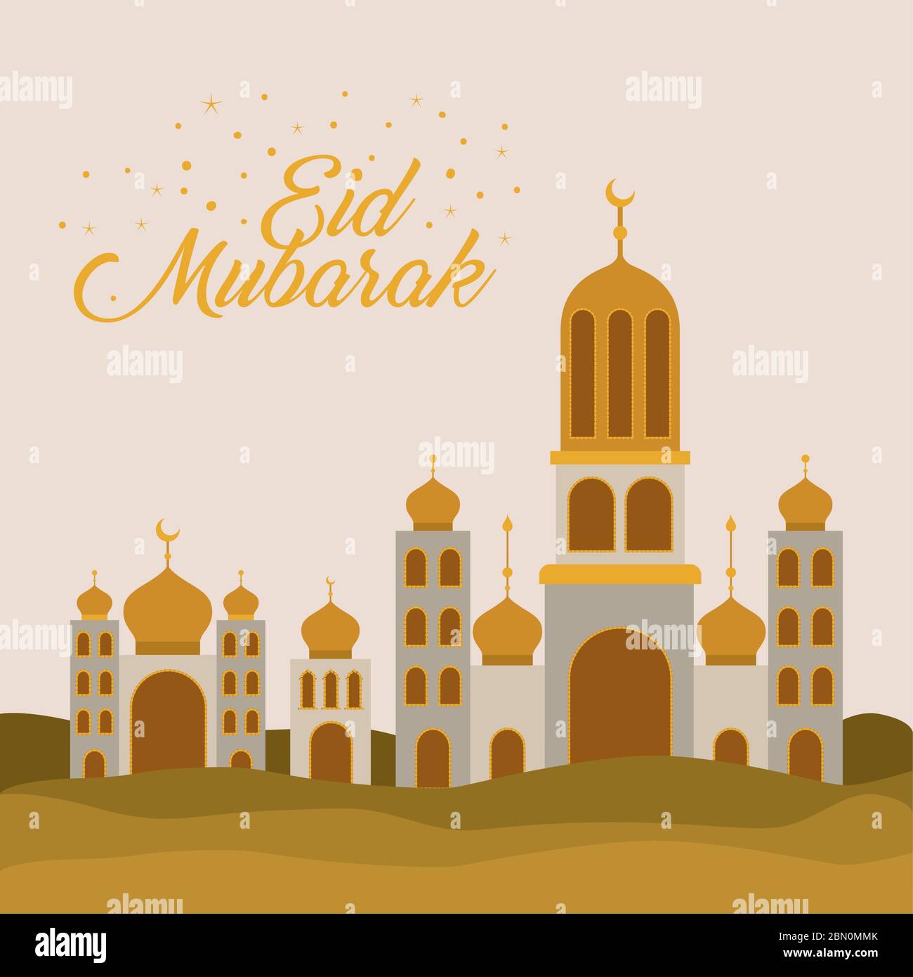Eid mubarak temple with moon vector design Stock Vector Image & Art - Alamy