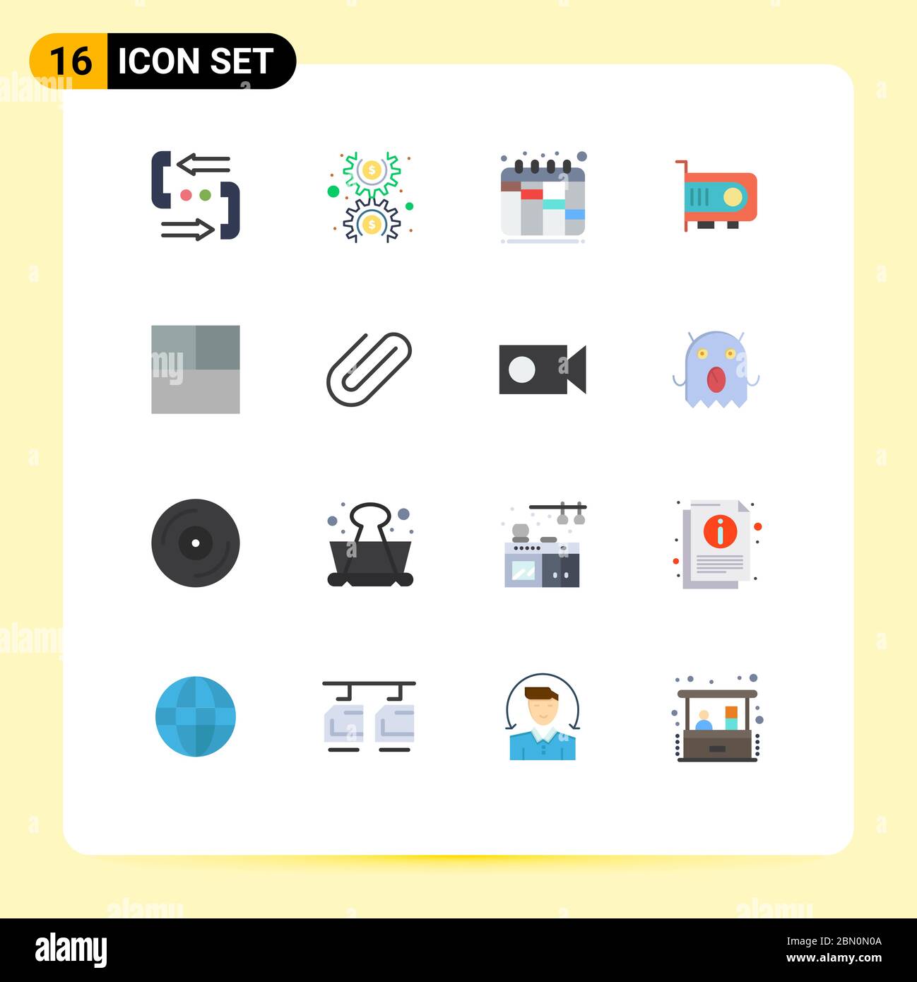 Group of 16 Flat Colors Signs and Symbols for layout, computer, cog ...