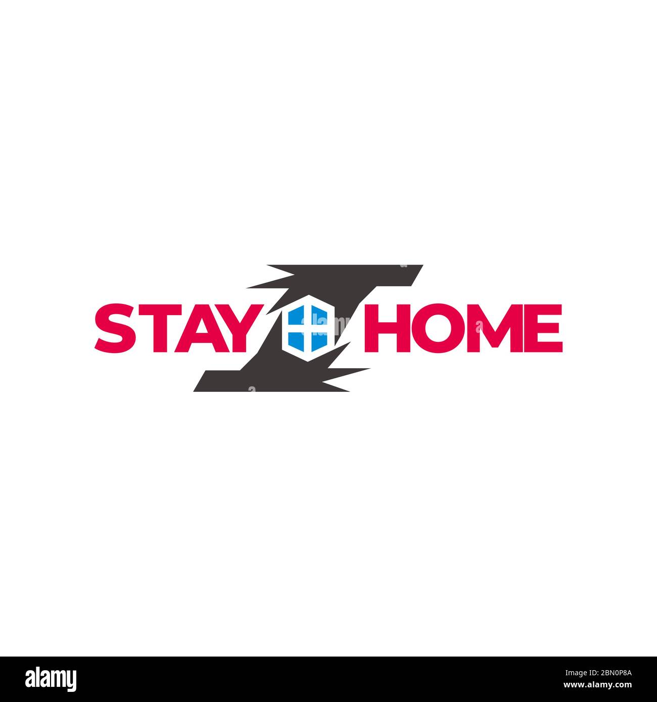 text stay home protected hand symbol decor vector Stock Vector Image ...