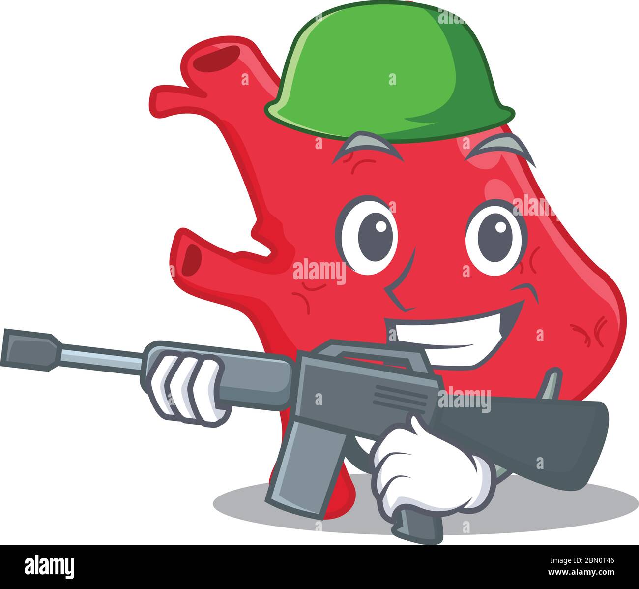 A cartoon picture of heart in Army style with machine gun Stock Vector ...