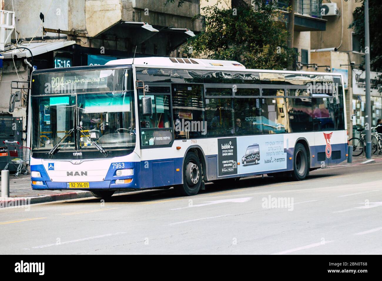 Tel Aviv Israel February 03, 2020 View of a traditional Israeli public ...