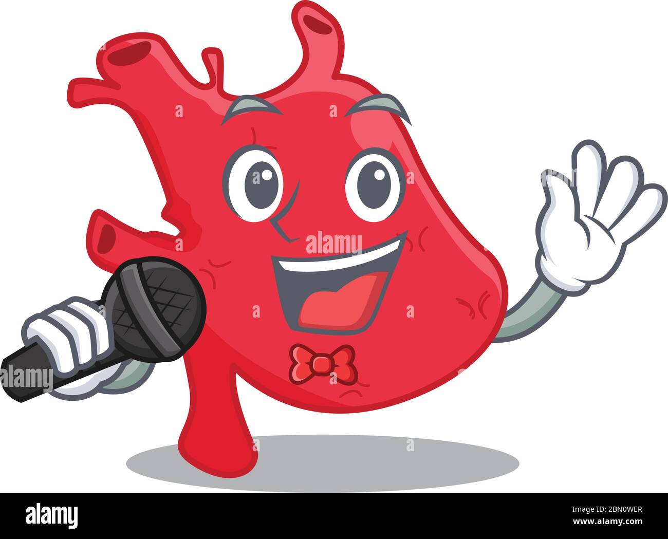 Talented singer of heart cartoon character holding a microphone Stock ...