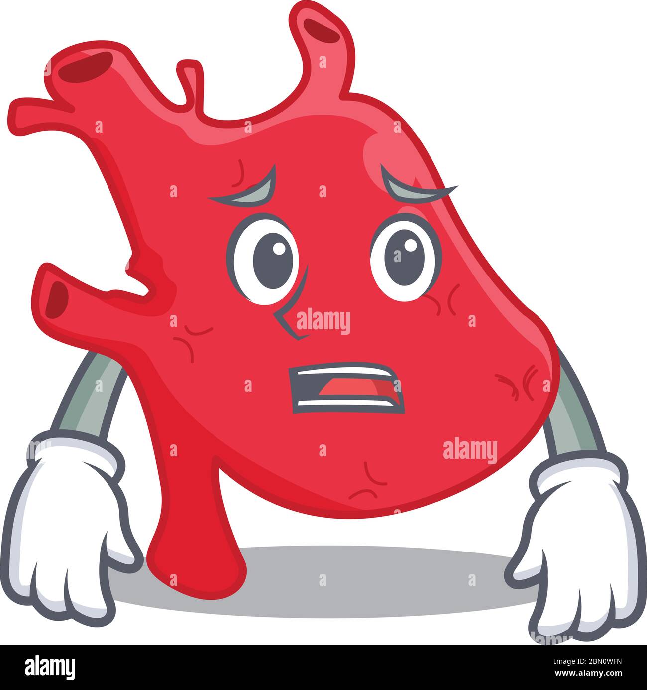 Cartoon design style of heart showing worried face Stock Vector Image ...